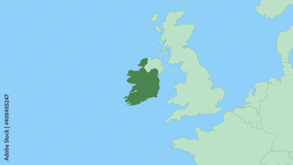 Map of Ireland with pin of country capital. Ireland Map with ...