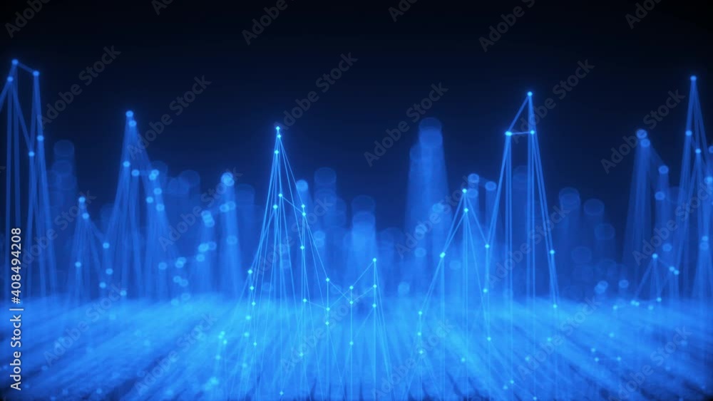 Abstract waving mesh of digital technology background, data center ...