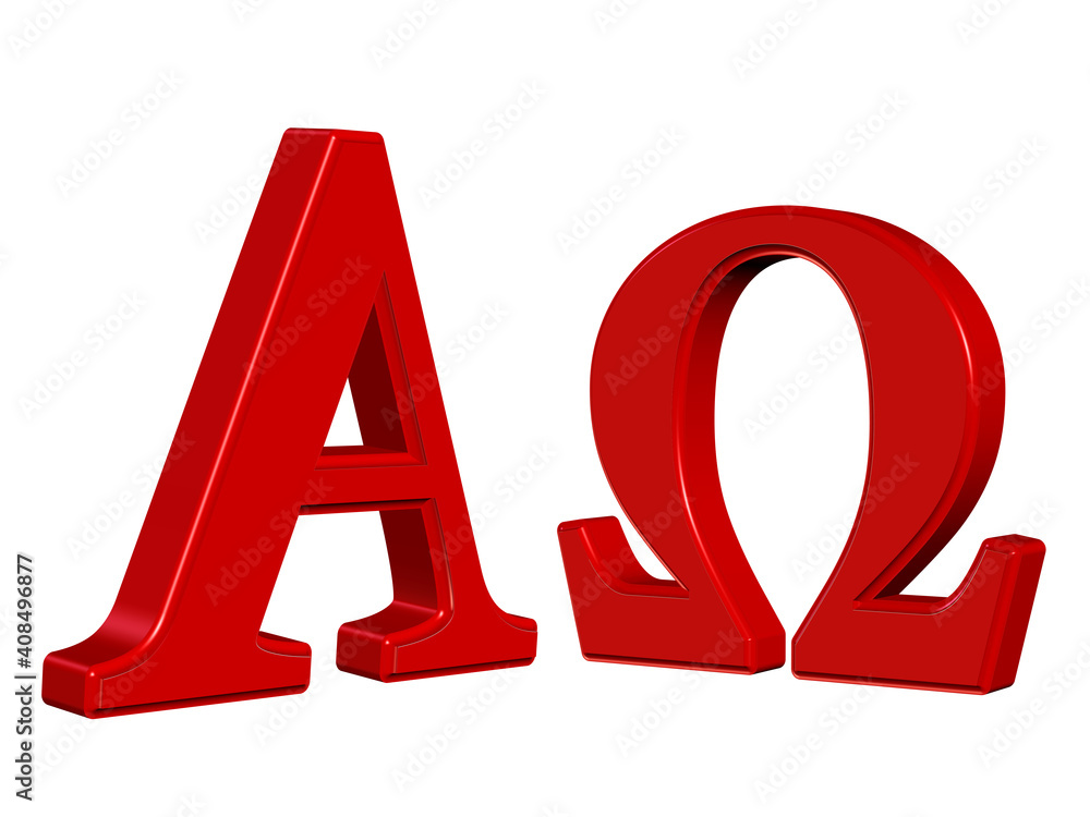 Alpha und Omega, Symbole, 3D-Illustration Stock Illustration | Adobe Stock