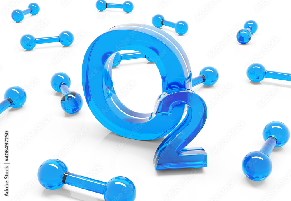O2 - Blue Oxygen molecule symbol on white background Stock Illustration ...