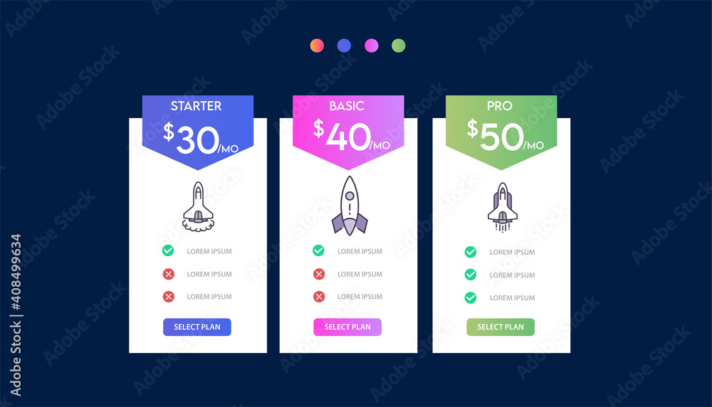Vector pricing plan banners infographic template. Marketing ...