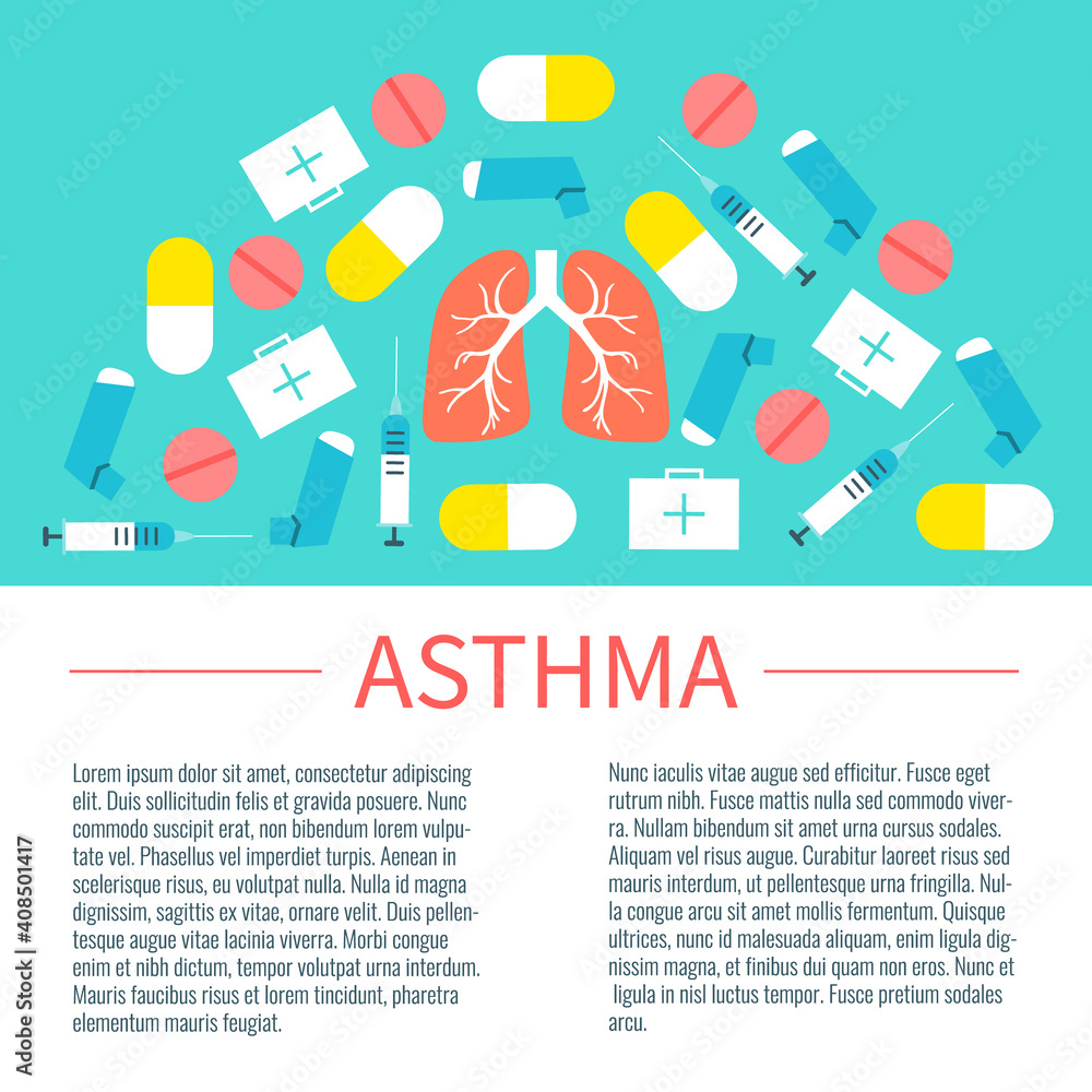 Asthma infographic design template with place for text. Asthma ...