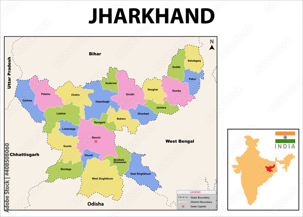 Jharkhand map Stock Illustration | Adobe Stock