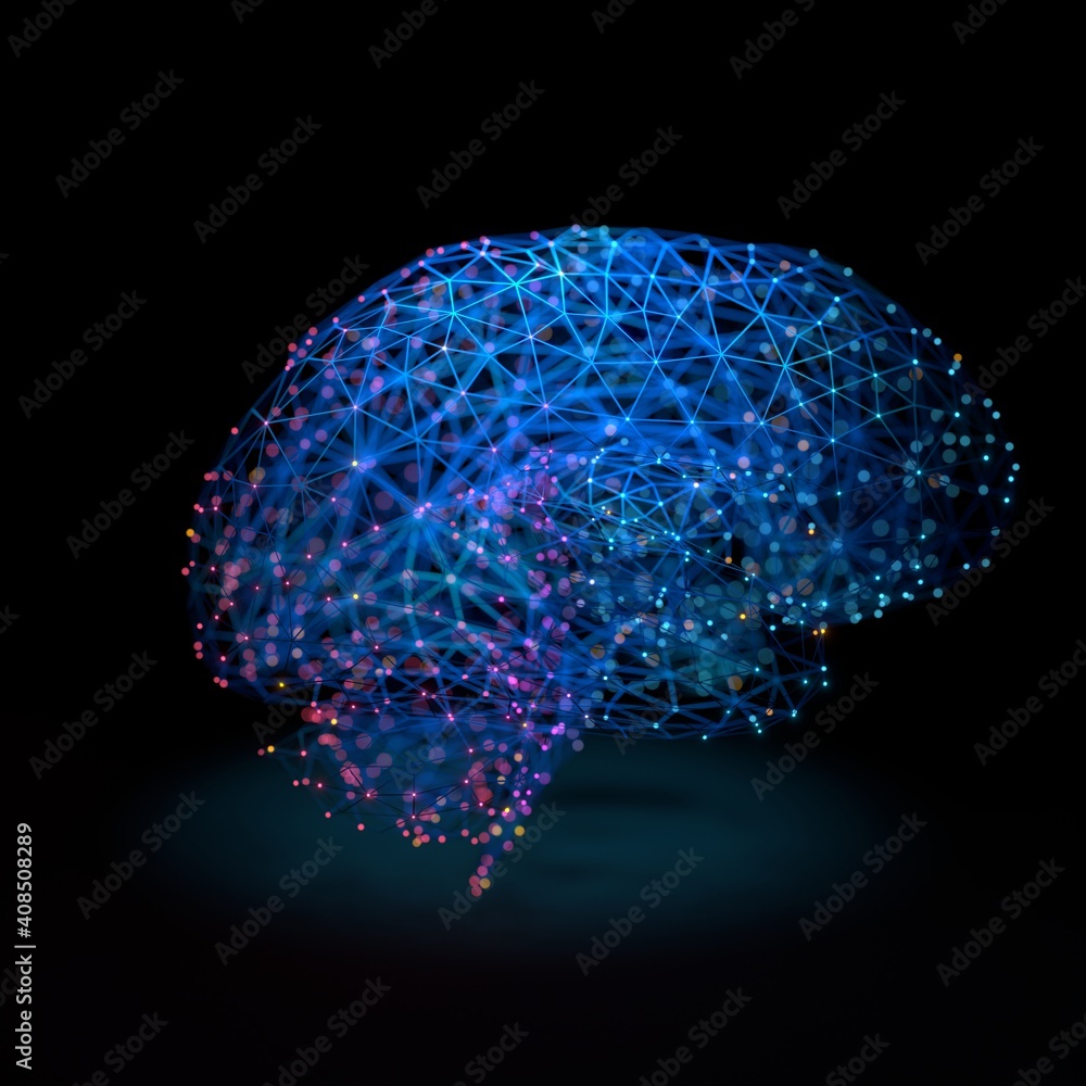Artistic digital representation of a brain. Concept of psychological ...