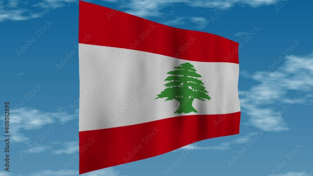 レバノンの国旗 背景の空には雲が流れています。 Stock Video | Adobe Stock