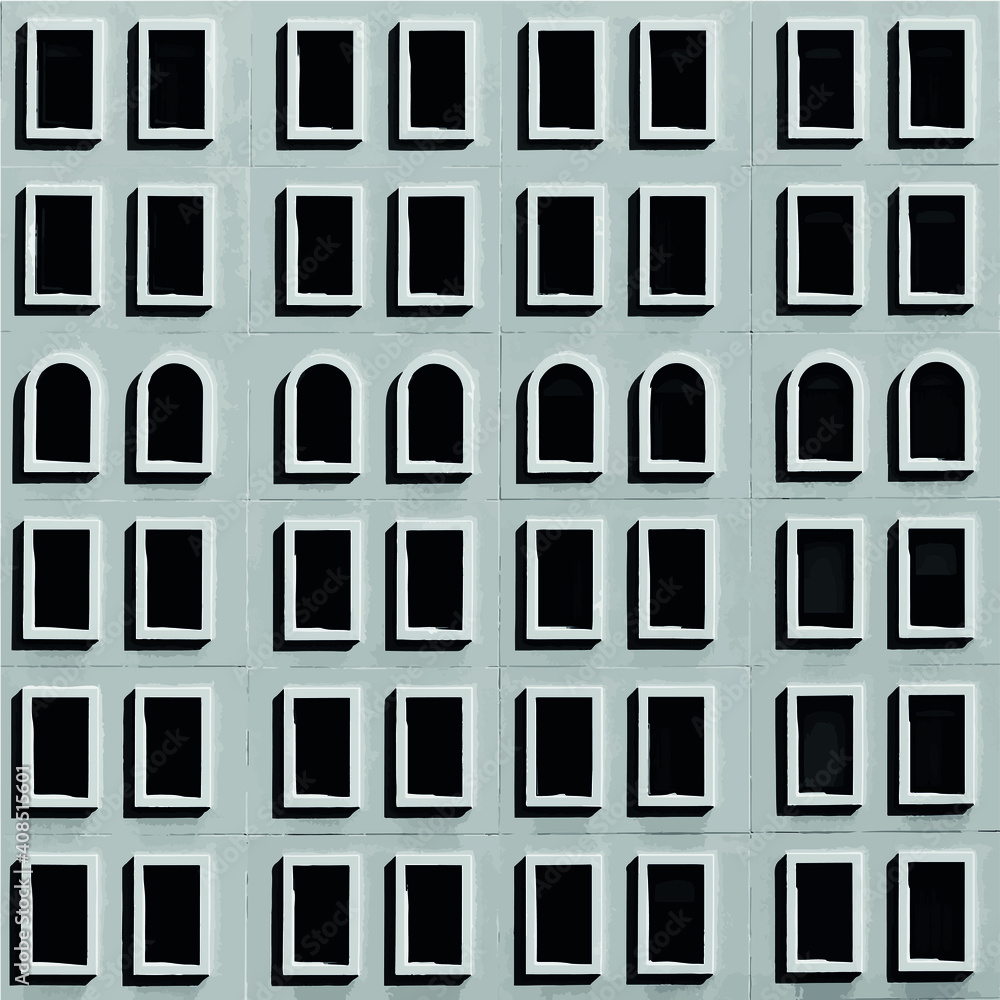 Monochrome vector designs of architectural buildings. Appearance and ...
