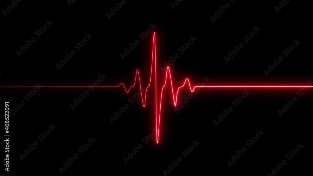 Red colorful heartbeat rate and pulse on black screen, seamless and ...