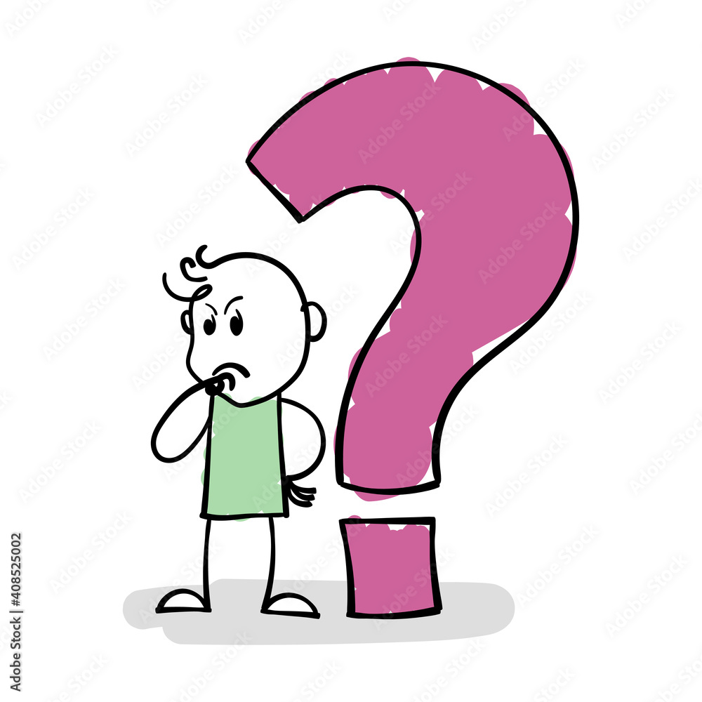Cartoon Stickman with question mark. Stick figure drawing conceptual ...
