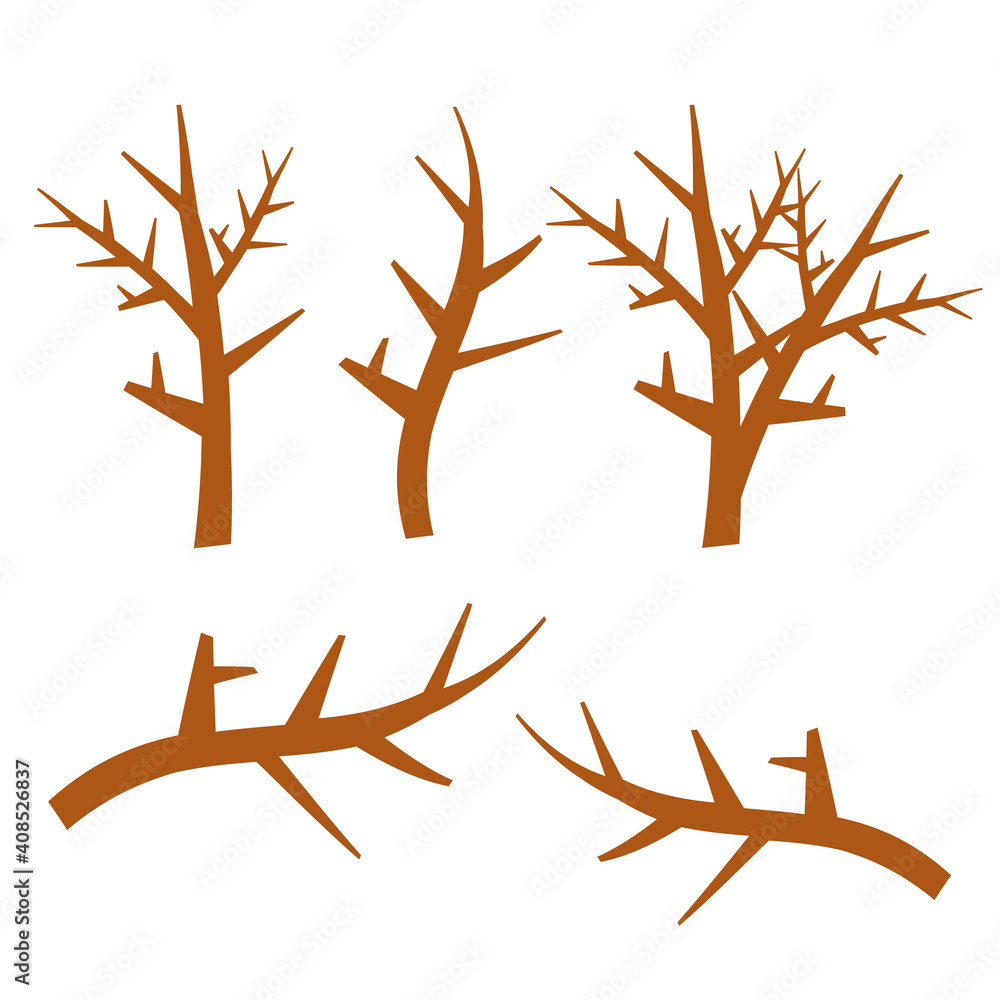 Hand drawn wood twigs, wooden sticks, tree branches vector rustic ...