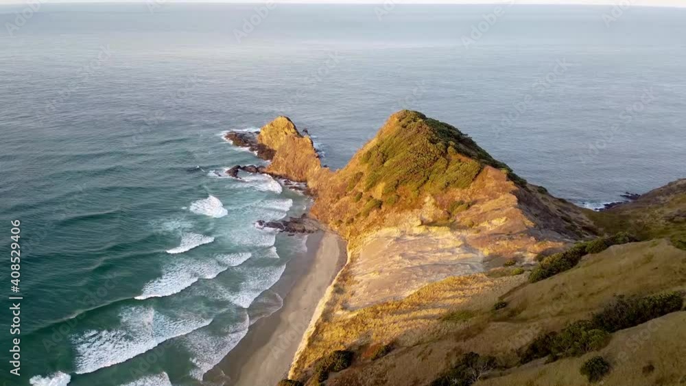 An aerial view of Cape Reinga in New Zealand, a north island in HD ...