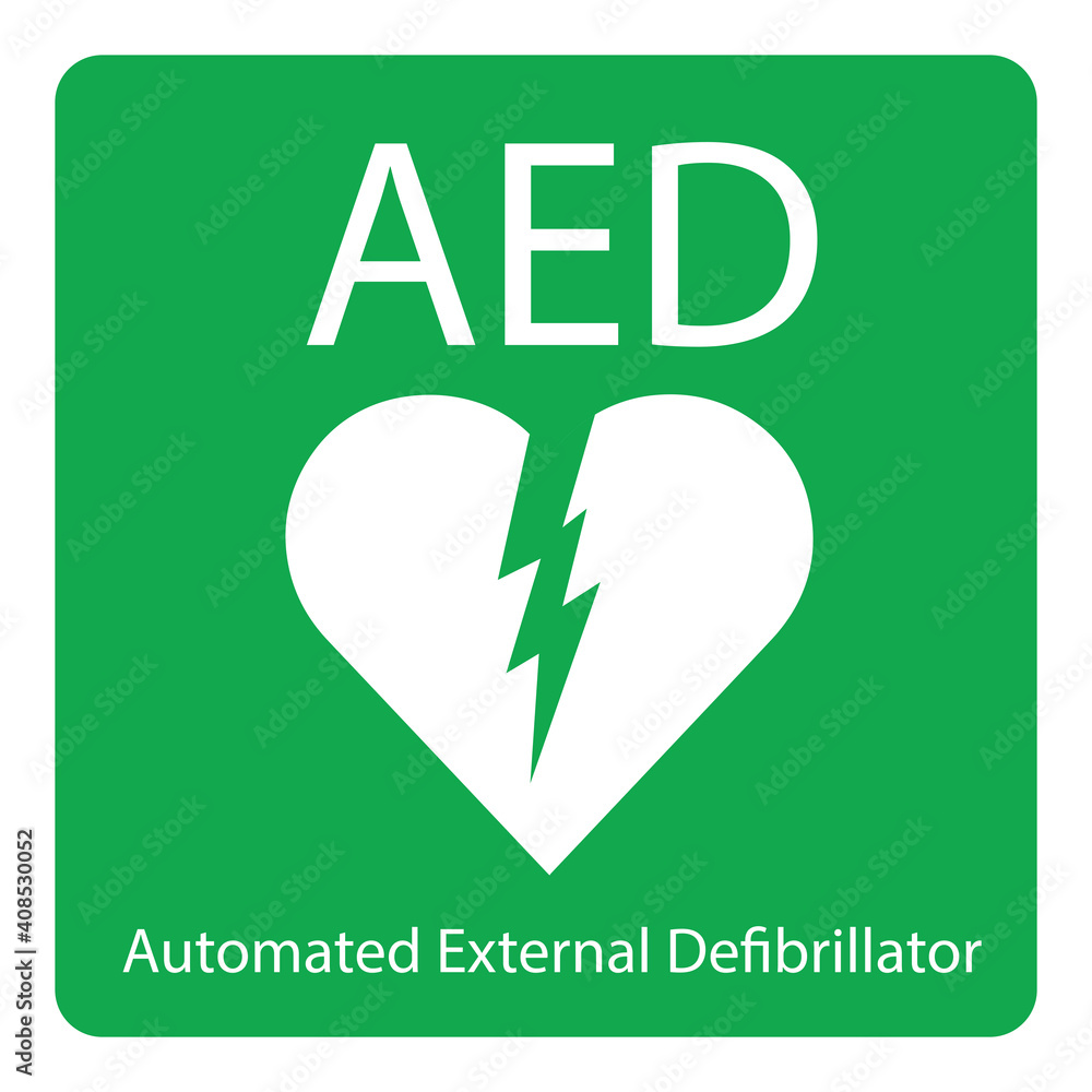 AED,automated external defibrillator / aed sign with heart and ...