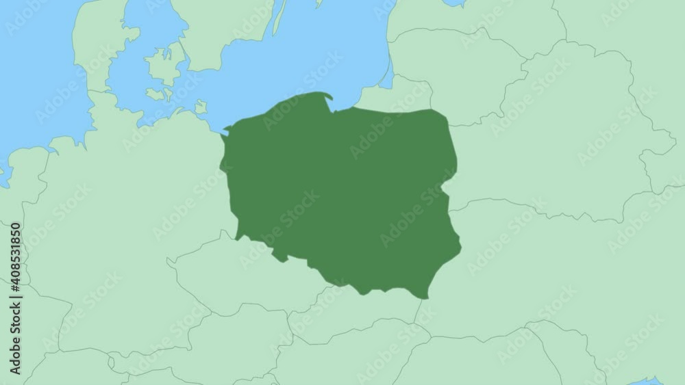 Map of Poland with pin of country capital. Poland Map with neighboring ...