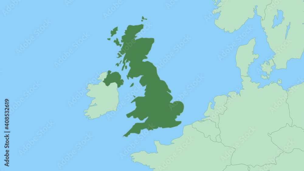 Map of United Kingdom with pin of country capital. United Kingdom Map ...