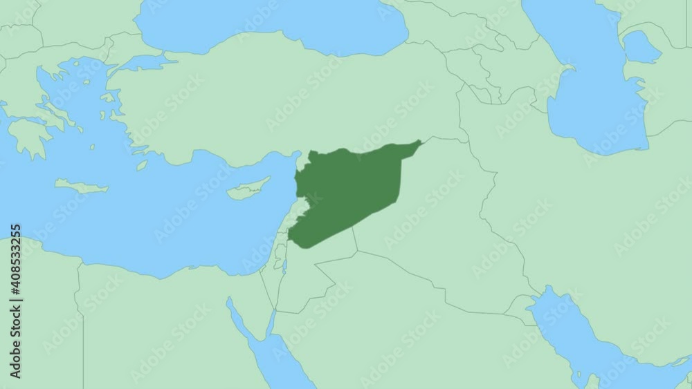 Map of Syria with pin of country capital. Syria Map with neighboring ...