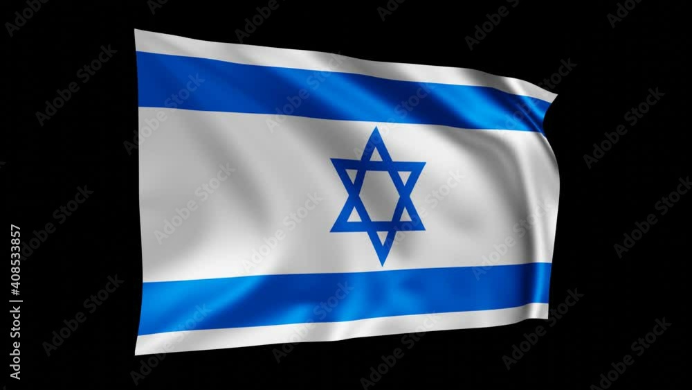 The flag of Israel animation, Israeli 3D waving flag on black screen ...