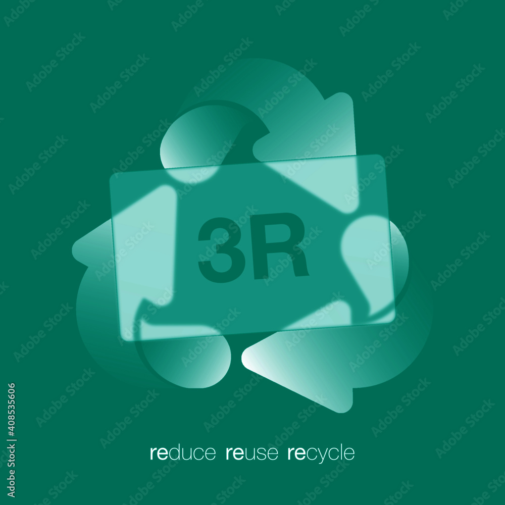 Recycling concept with 3R text, reduce, reuse, recycle. Illustration ...