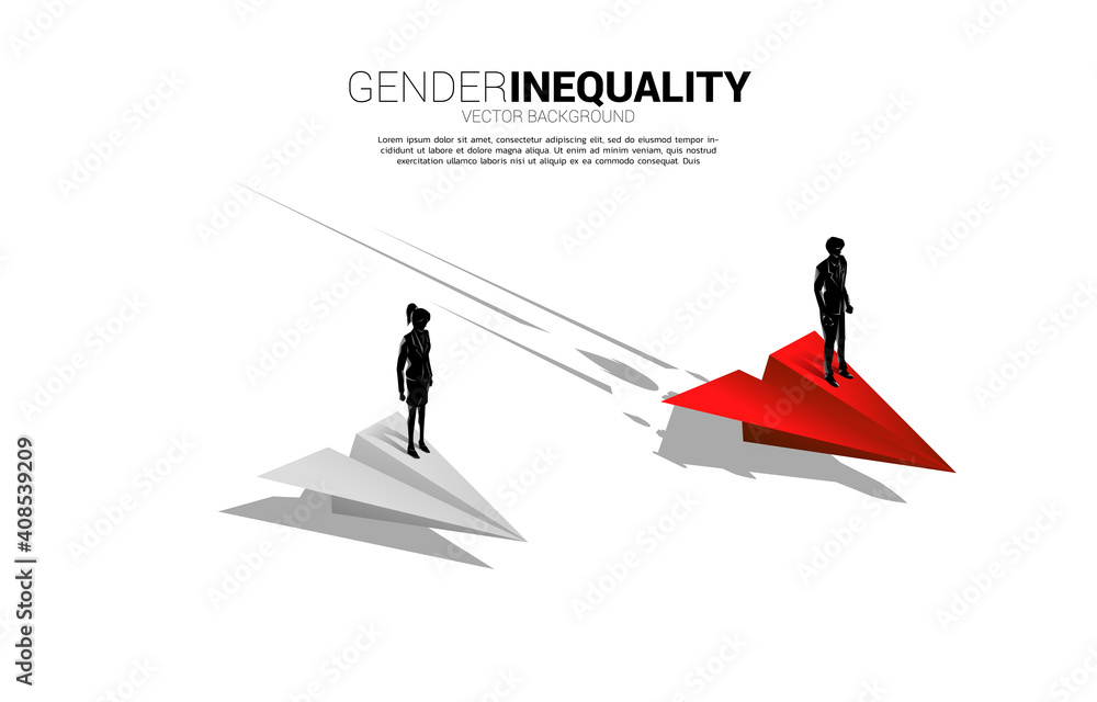 Silhouette Businessman Standing On Faster Paper Airplane Concept Of