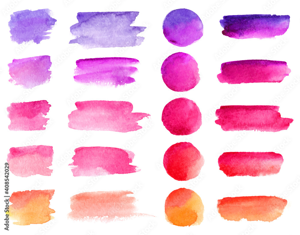 Colorful watercolor brush strokes. Rainbow colors watercolor paint ...