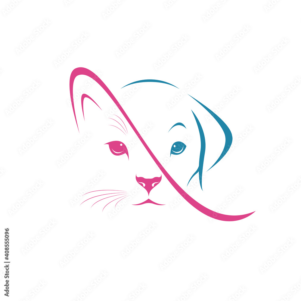 Vector of dog face and cat face design on white background. Pet. Animal ...
