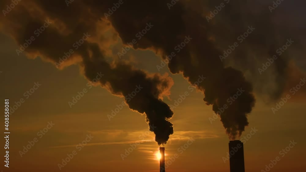 Factory pipe polluting air time lapse, environmental problems ...