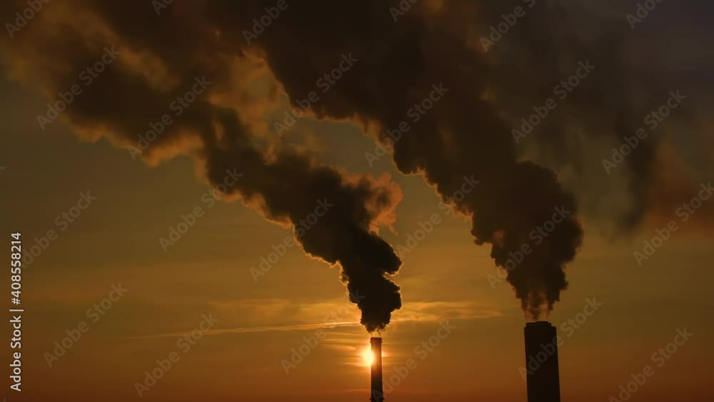 Factory pipe polluting air time lapse, environmental problems ...