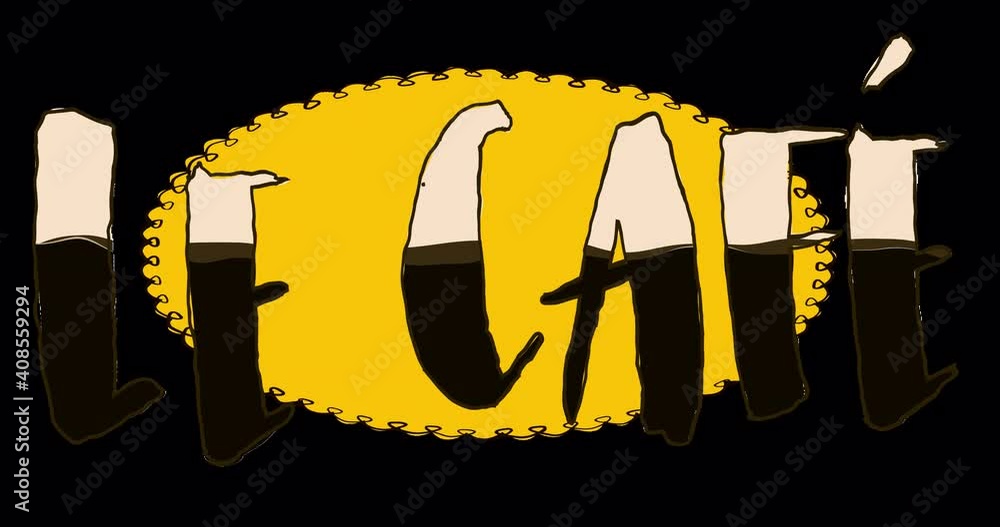 COFFEE sign in French on a transparent background stylized as a child's ...