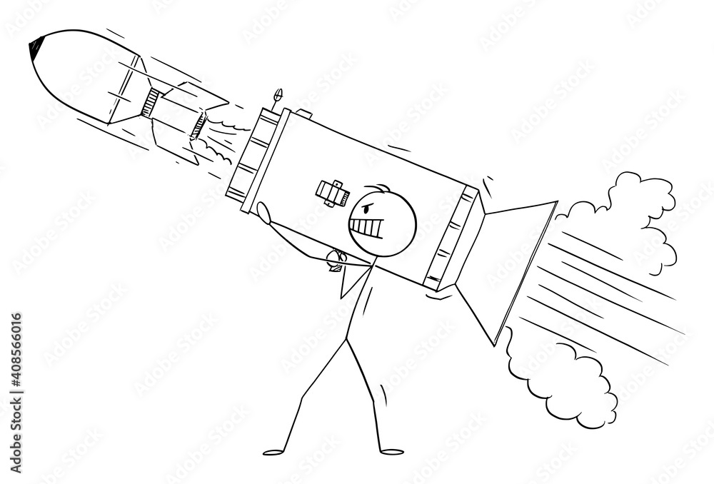 Vetor do Stock: Man or businessman firing big rocket launcher, concept ...