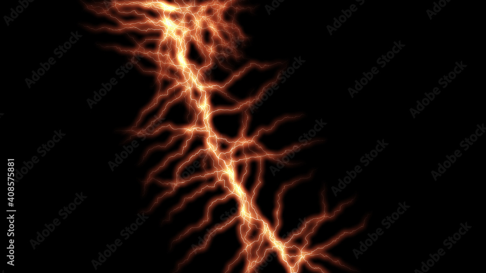 Abstract orange electric lighting effects lightning and thunder glow ...