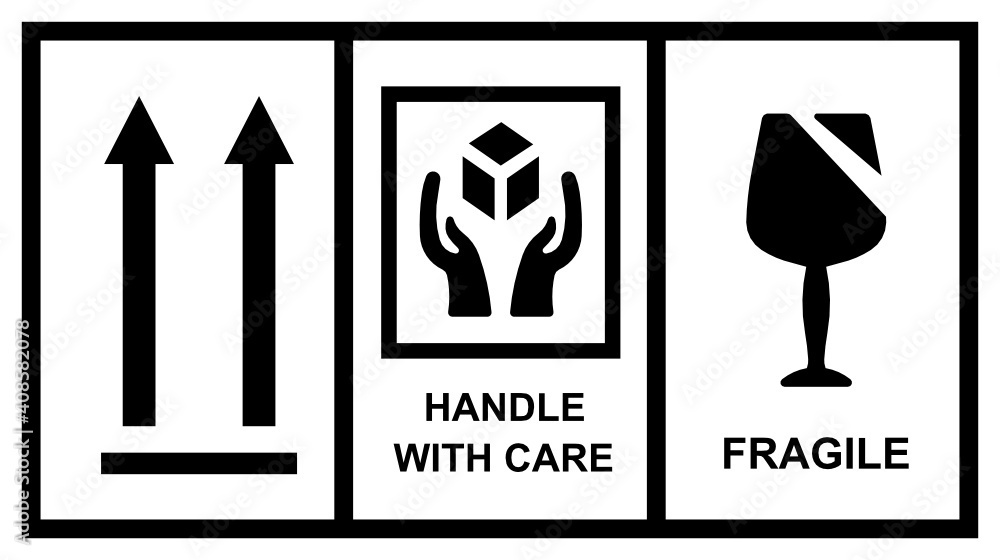 Fragile symbol vector set isolated on white background Stock Vector ...