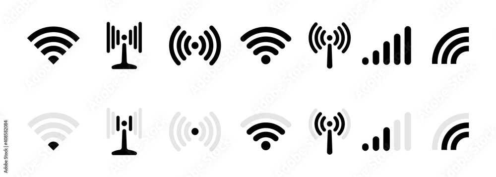 Wi-fi, wireless connection, antenna signal strength icon. Vector on ...