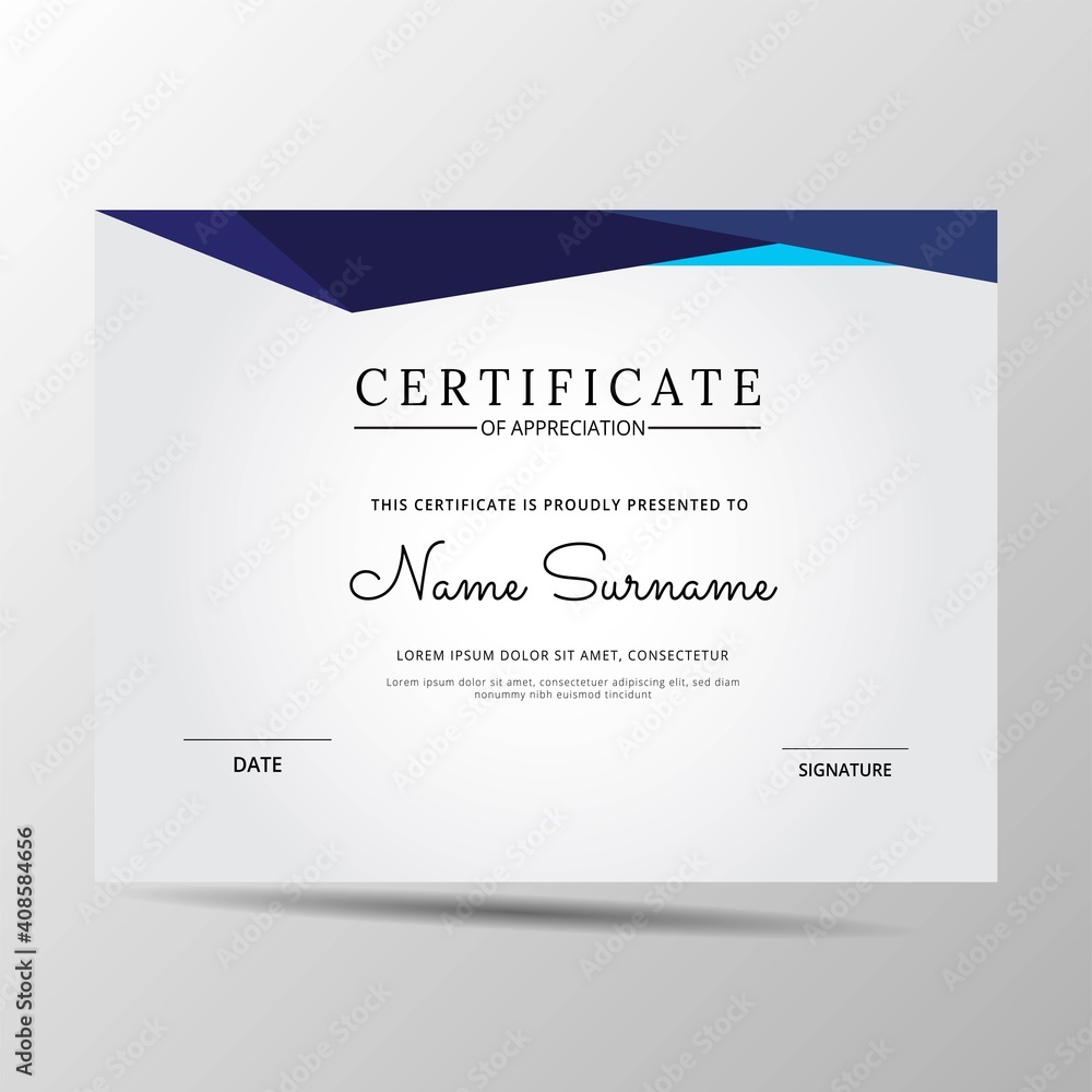 elegant blue and white diploma certificate template. Use for print ...