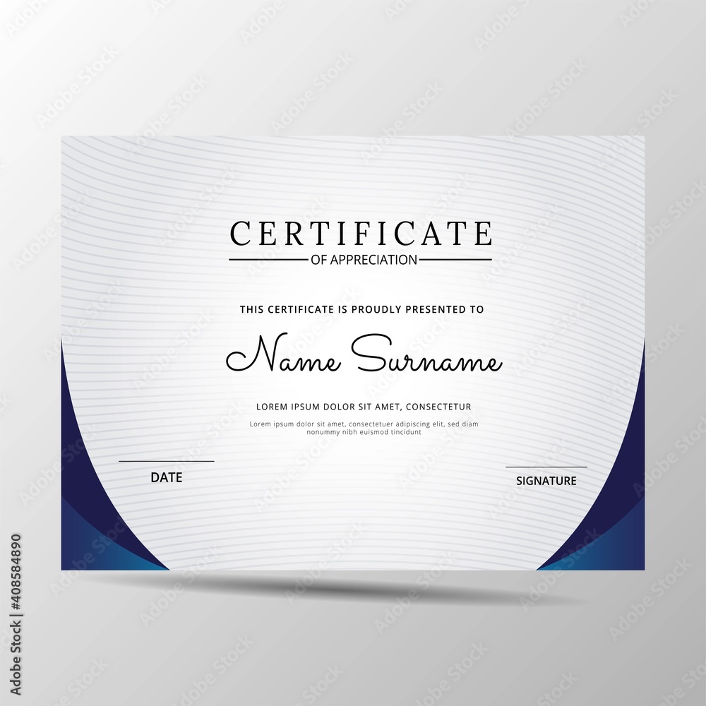 elegant blue and white diploma certificate template. Use for print ...