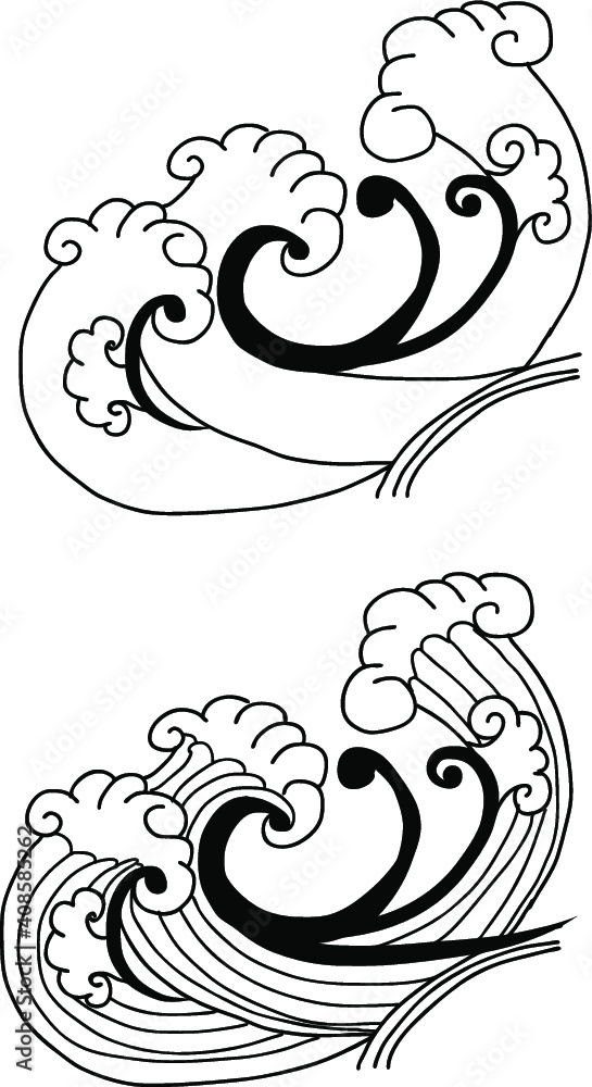 water splash and Japanese ocean for tattoo.Line Thai wave tattoo ...