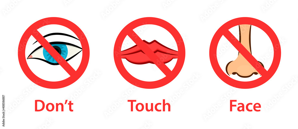 Don't touch face stop sign icon. Clipart image isolated on white ...