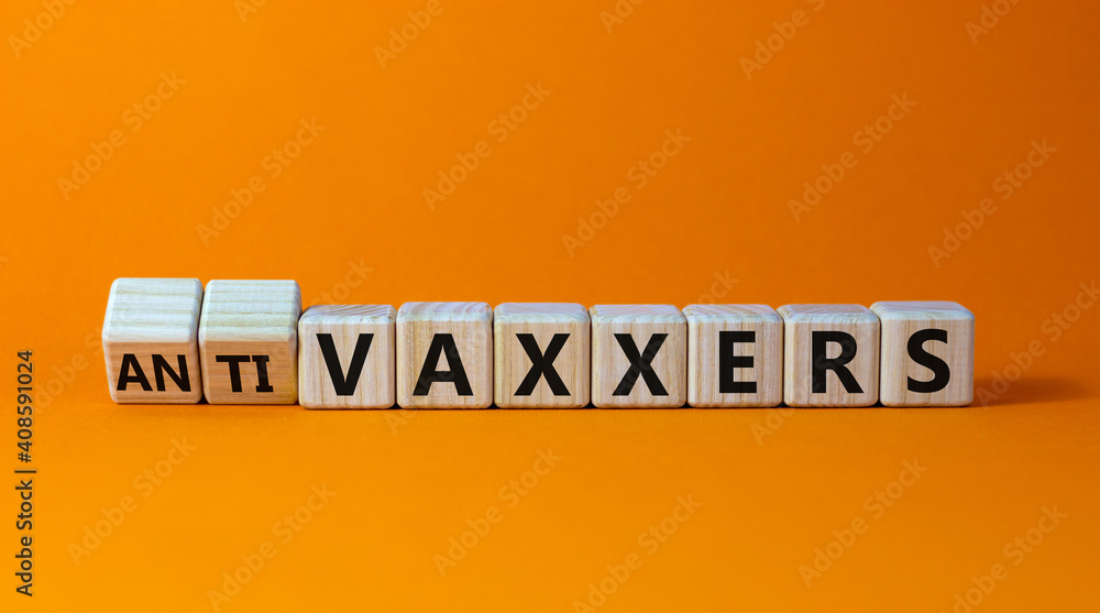 Anti-vaxxers symbol. Turned a cube, changed words 'vaxxers' to 'anti-vaxxers'. Beautiful orange ...