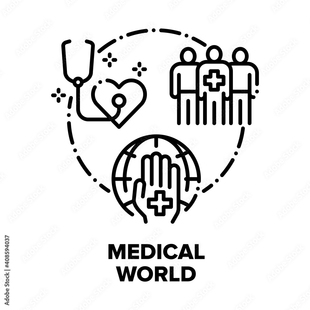 Medical World Vector Icon Concept. Medical Worldwide Healthcare And ...