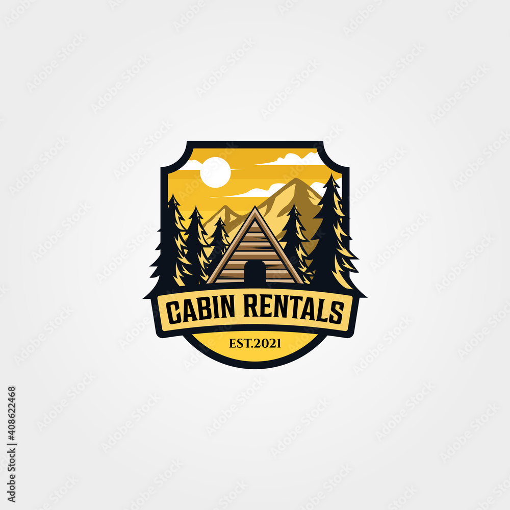 cabin rental logo vintage vector outdoor symbol illustration design ...