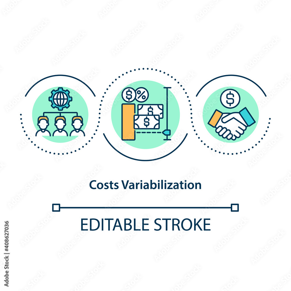 Costs variabilization concept icon. Transformation of fixed costs and ...