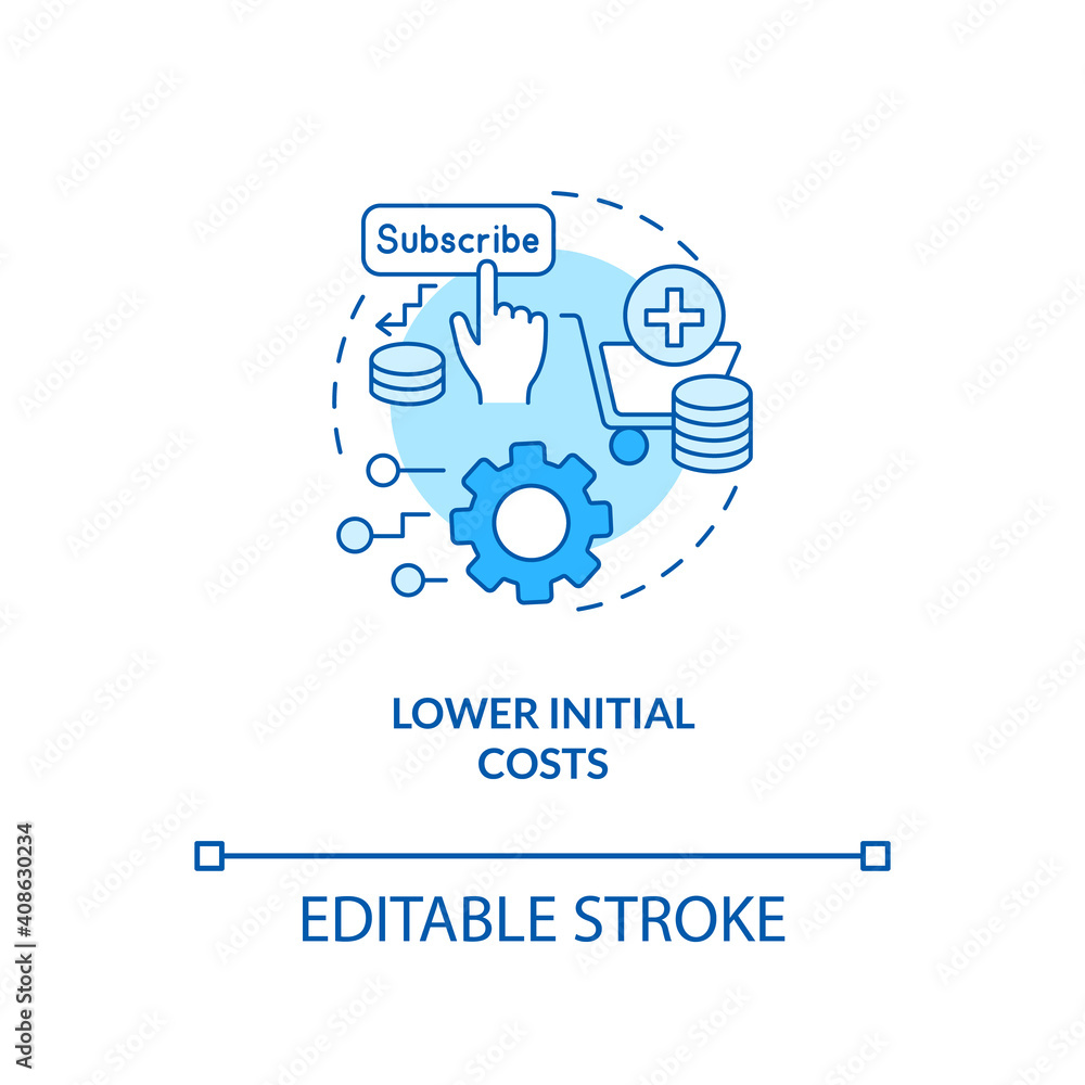 Lower initial costs concept icon. SaaS advantage idea thin line ...
