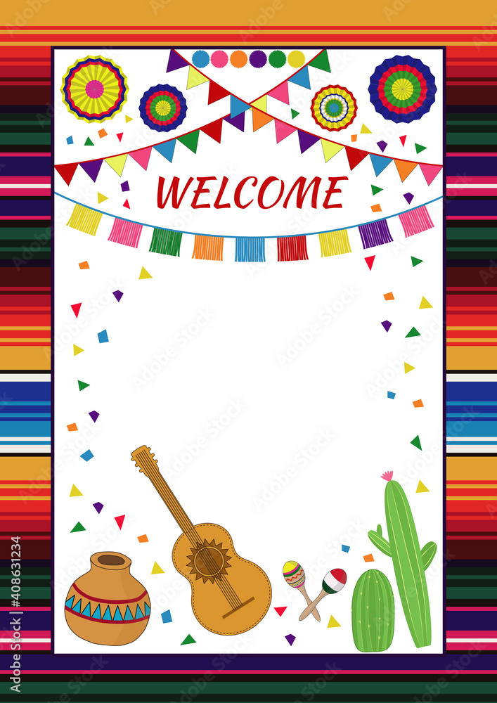 Mexican Fiesta Invitation. Design template for wedding party invitation ...
