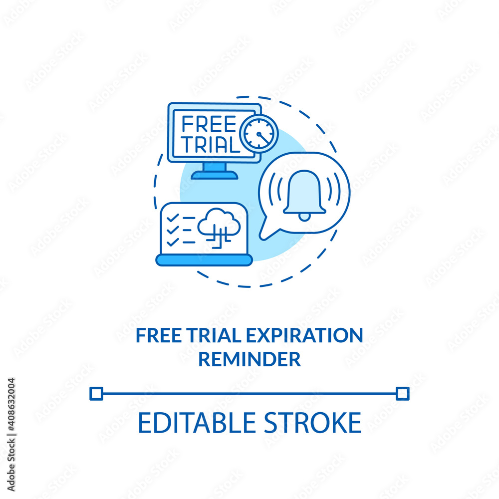 Free trial expiration reminder concept icon. Free SaaS trial marketing ...