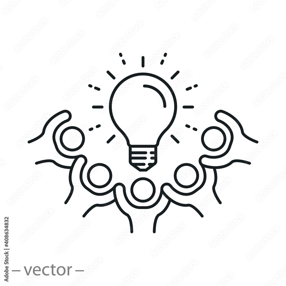 Vecteur Stock business community with light bulb, meeting group people ...