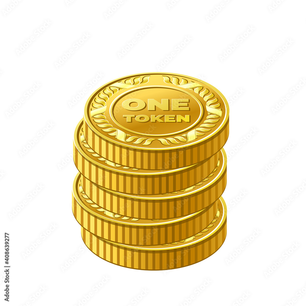 Stack of gold One Token coin icon Stock Vector | Adobe Stock