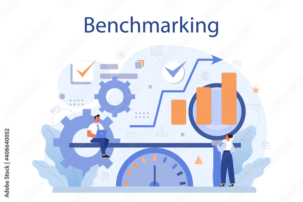 Benchmarking concept. Idea of business development and improvement ...