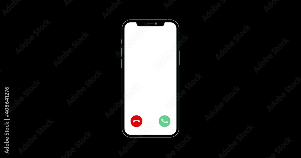 Incoming call. Ringing smartphone animation. Alpha channel. Isometric ...