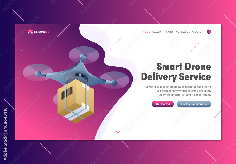 Responsive Landing Page or Hero Image for Smart Drone Delivery Service ...