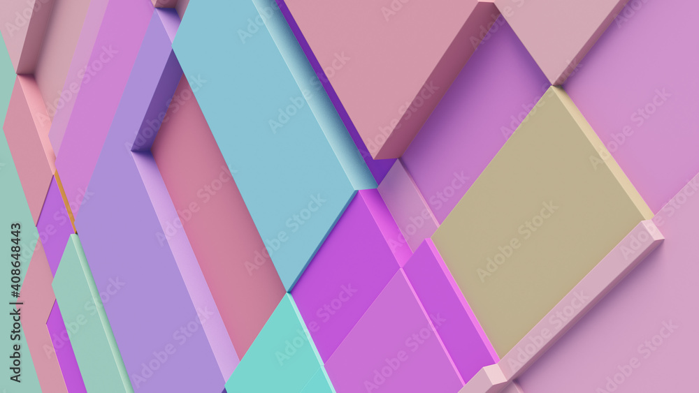 Multicolored tech background, with a geometric 3D structure. Clean ...