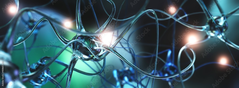 Neuron, signal in a neural network, neural network of the brain, neuron ...