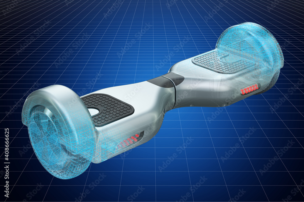 Visualization 3d cad model of hoverboard, blueprint. 3D rendering Stock ...