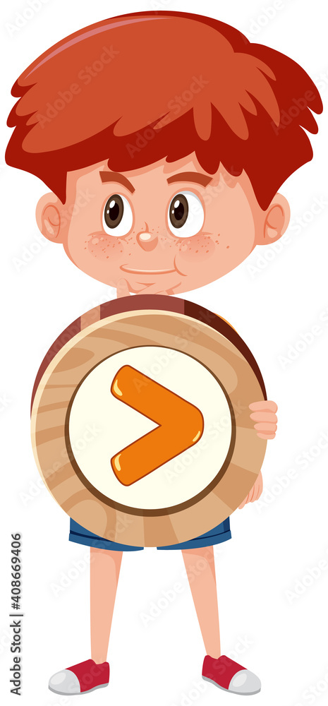 Student boy holding basic math symbol or sign cartoon character ...